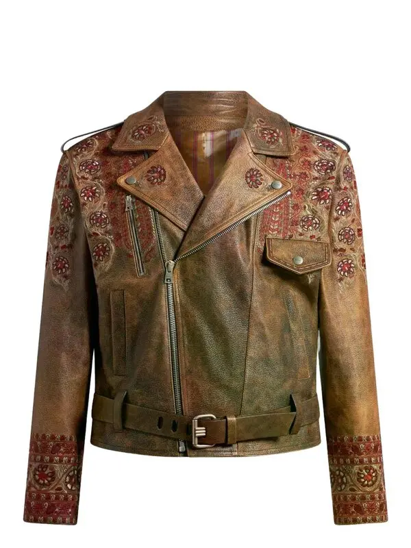 Etro Leather Biker Jacket - Brown