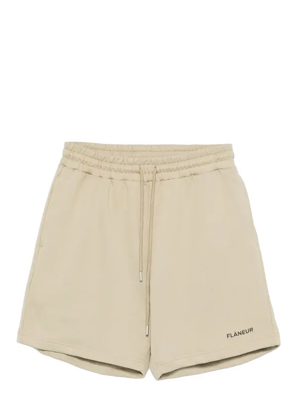 FLANEUR Rubberised-logo Shorts - Neutrals