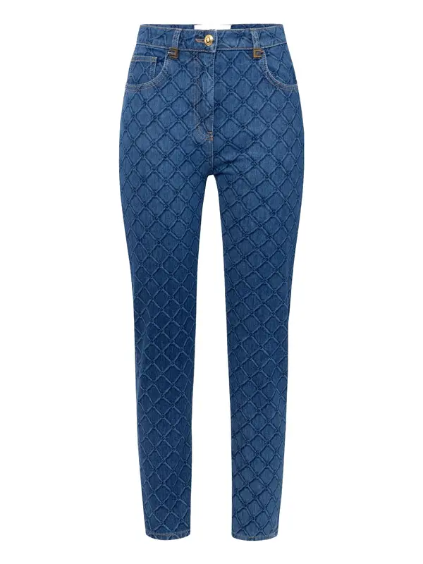 Elisabetta Franchi All-over Diamond-print Jeans - Blue