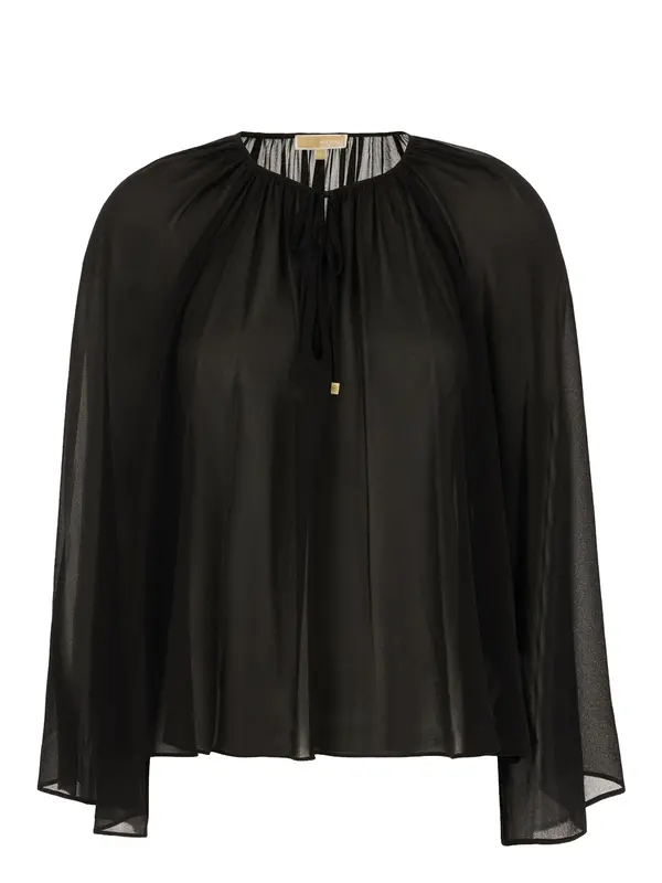 Michael Kors Georgette V-neck Blouse - Black