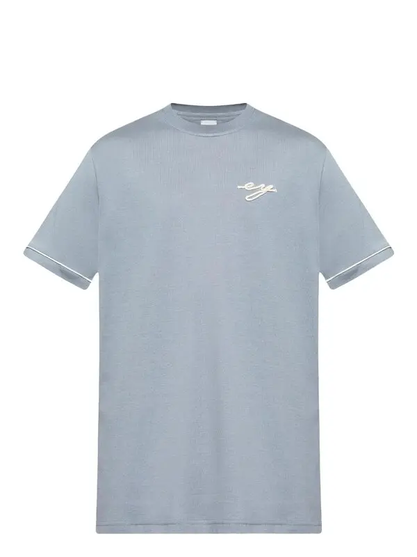 Eleventy Logo-embroidered T-shirt - Blue