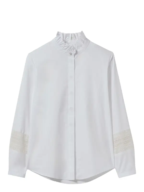 Claudie Pierlot Cotton T-shirt With Frill Collar - White