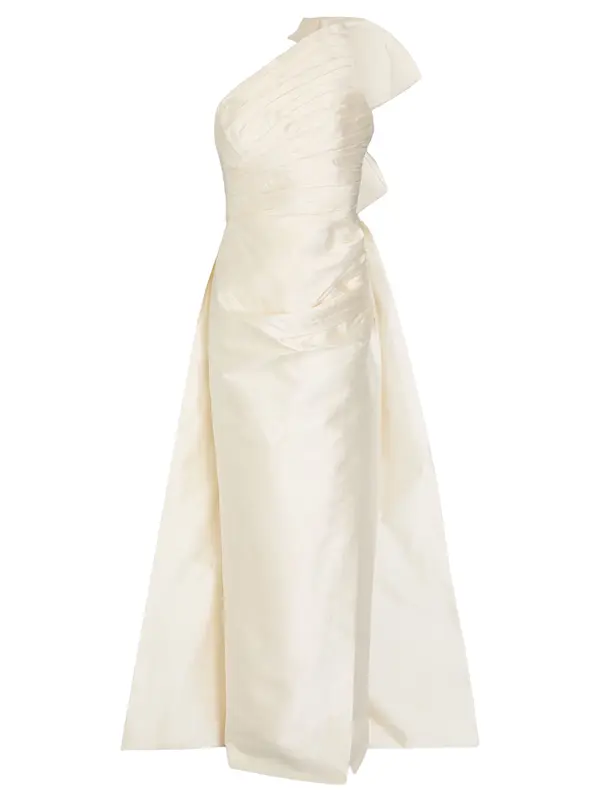Rachel Gilbert One-shoulder Wool And Silk-blend Gown - Ivory