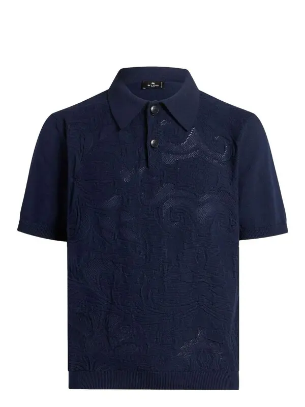 Etro Textured Knit Polo Shirt - Blue
