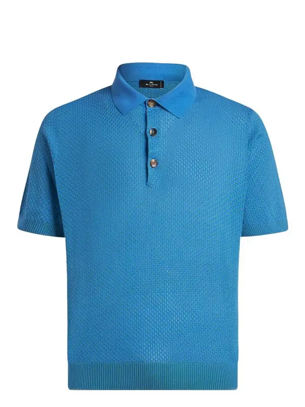 Etro Micro-design Knit Polo Shirt - Blue