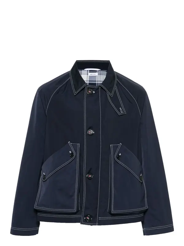 Thom Browne Contrast-stitching Raglan Jacket - Blue