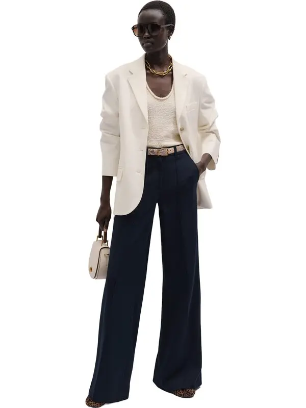 ME+EM Luxe Travel Tailoring Wide Leg Trousers - Navy