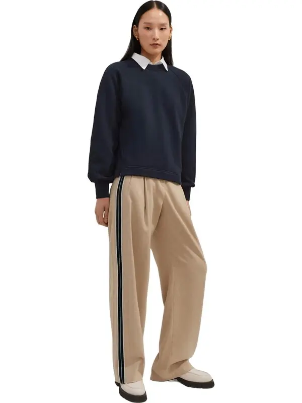 ME+EM Flannel Side Stripe Pant - Latte Melange