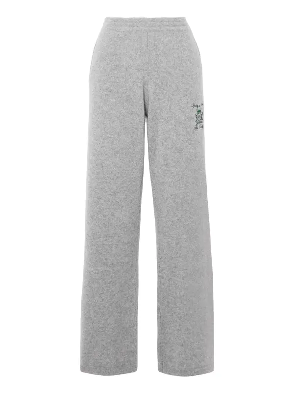 SPORTY & RICH The Carlyle Embroidered Cashmere And Wool-blend Track Pants - Gray