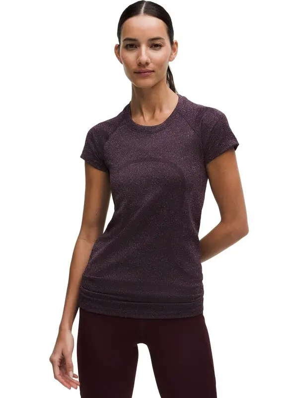 Lululemon Swiftly Tech Short-sleeve Shirt 2.0 Hip Length - Black Plum/rainbow Lurex