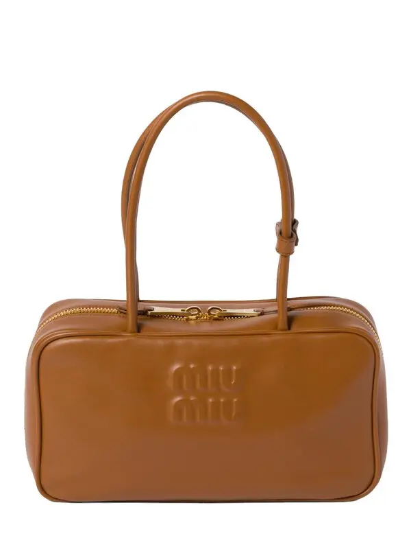 Miu Miu Leather Top Handle Bag - Cognac