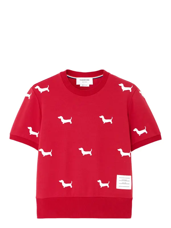 Thom Browne Hector Embroidered T-shirt - Red