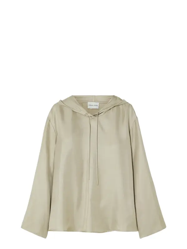 Loulou De Saison Nuka Silk-twill Hoodie - Neutrals