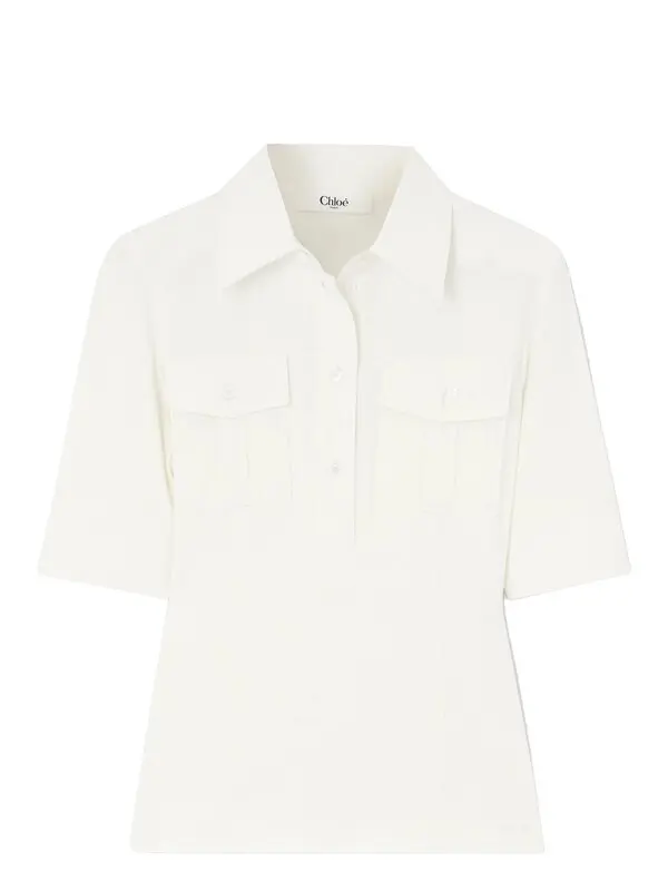 Chloé Cotton Polo Top - White