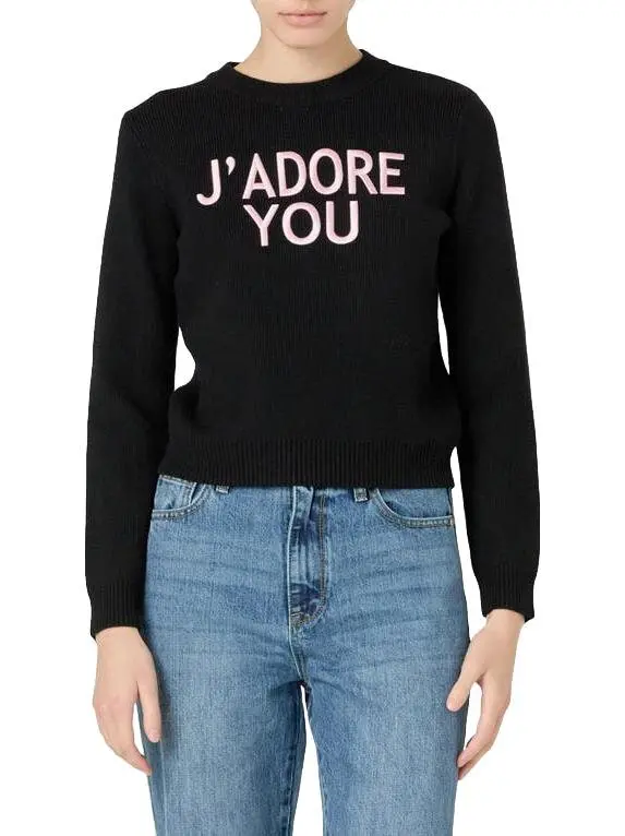 Endless Rose J'adore You' Sweater - Black