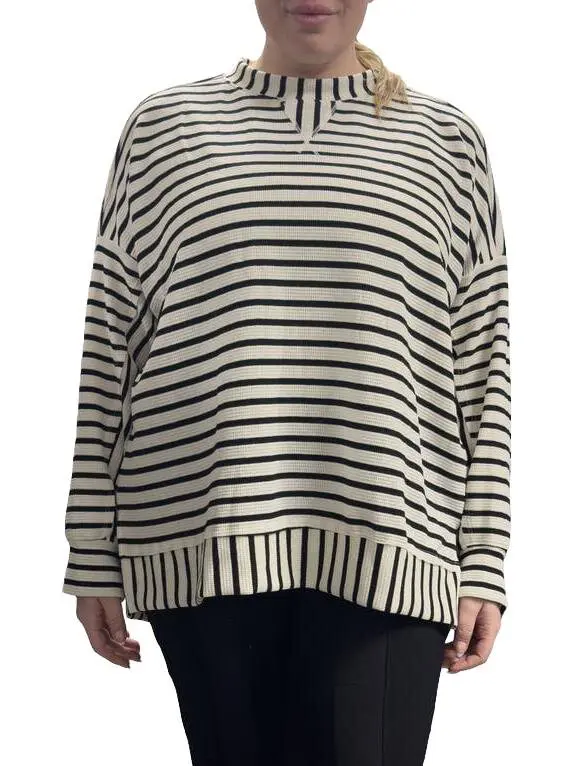STANDARDS & PRACTICES Stripe Thermal Knit Top - Black White