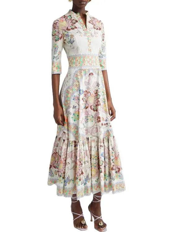 Etro Floral Paisley Maxi Dress - Stampa F.do Bianco