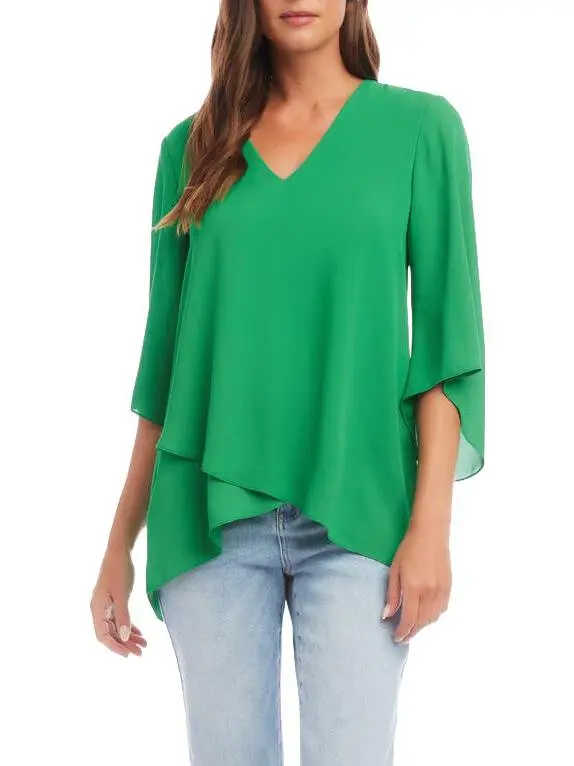 Karen Kane Crossover Hem Asymmetric Top - Grass