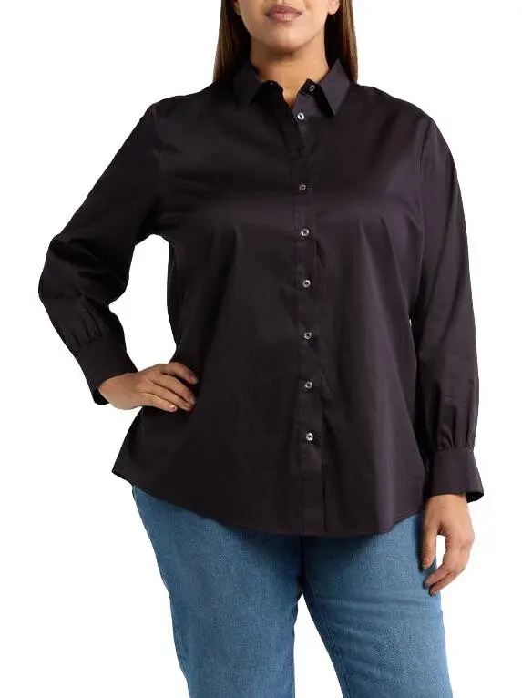 HARSHMAN Franklin Cotton Button-up Shirt - Black