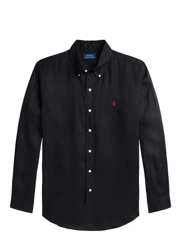 Polo Ralph Lauren Solid Linen Button-down Shirt - Black