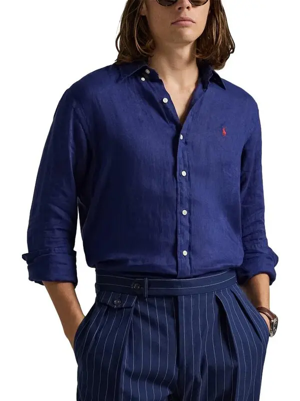 Polo Ralph Lauren Solid Linen Button-down Shirt - New Classic Navy