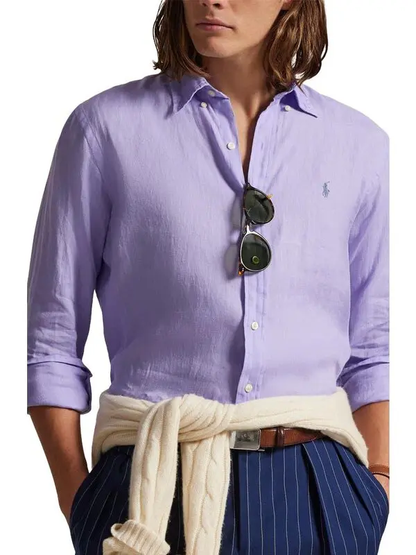 Polo Ralph Lauren Solid Linen Button-down Shirt - Sky Lavender