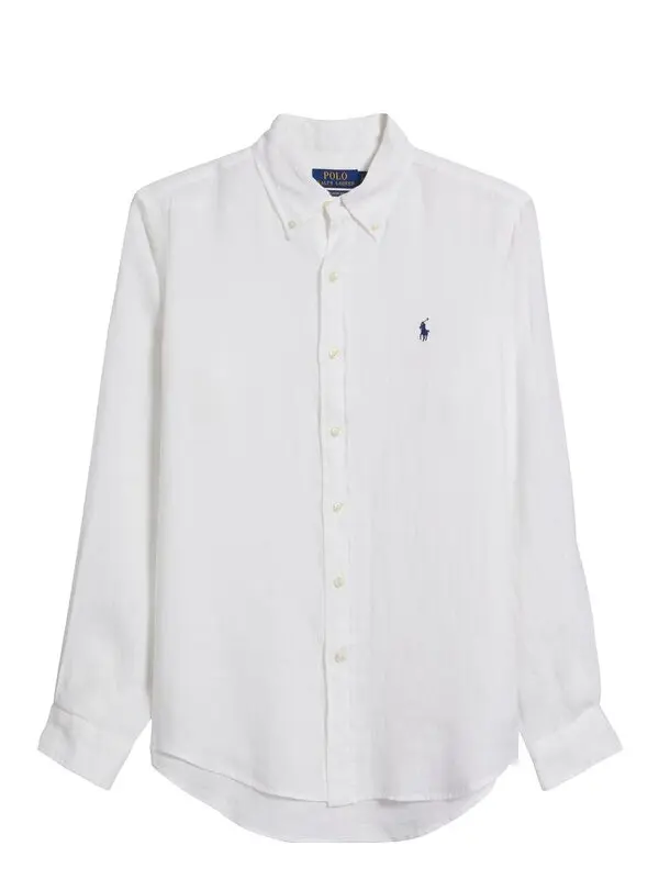 Polo Ralph Lauren Solid Linen Button-down Shirt - White
