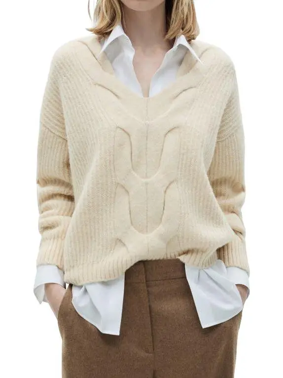 Mango Braided Sweater - Ecru
