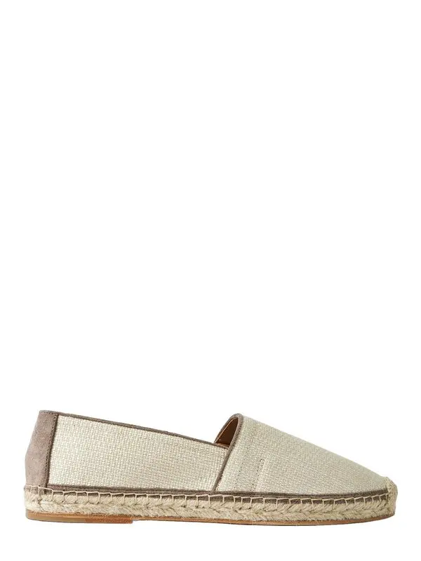Brunello Cucinelli Suede-trimmed Raffia Espadrilles - Neutrals
