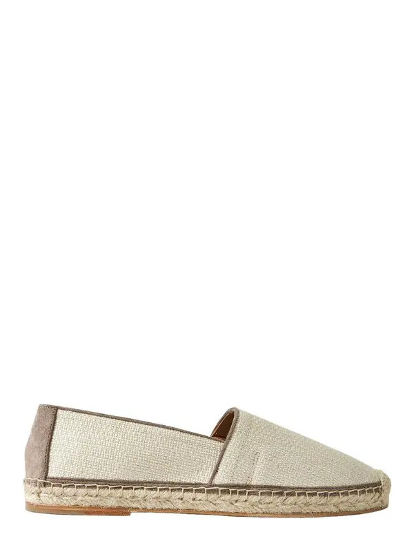 Brunello Cucinelli Suede-trimmed Raffia Espadrilles - Neutrals