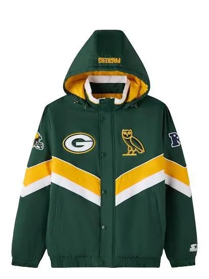 OVO X Nfl Bay Packers Starter Sideline Puffer Jacket - Green