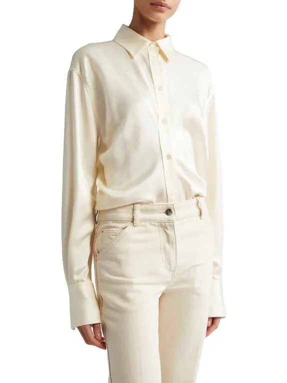 TOTEME Slouch Waist Satin Shirt - Macadamia