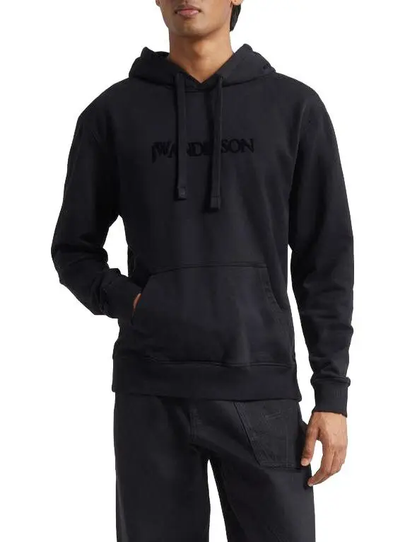 JW Anderson Logo Embroidered Hoodie - Black