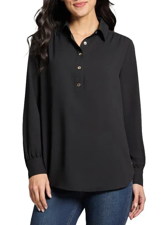 Jones New York Side Button Popover Tunic Top - Jones Black
