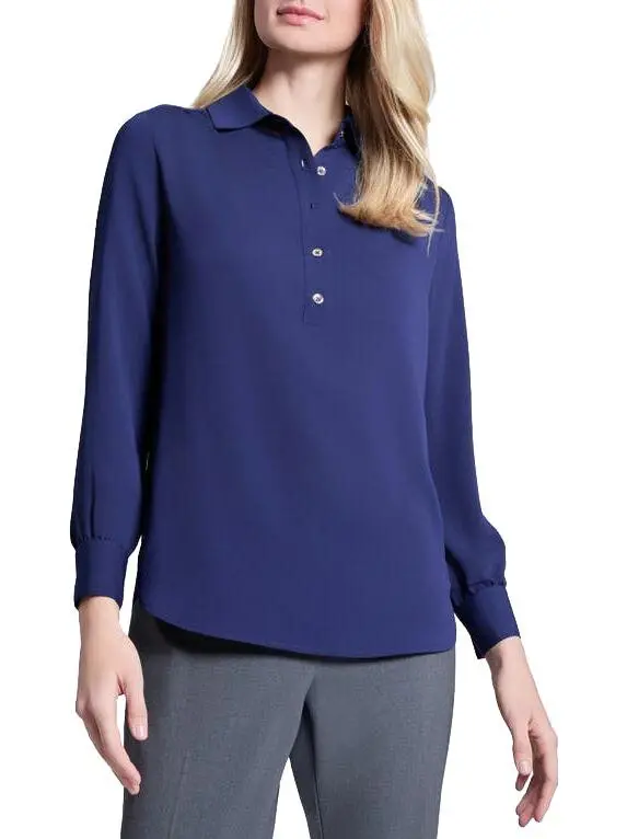 Jones New York Side Button Popover Tunic Top - Pacific Navy