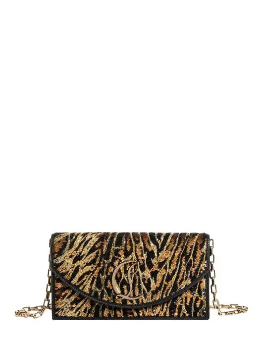 CHRISTIAN LOUBOUTIN Loubi54 Sequin & Leather Clutch - Black/ Multi/ Gold