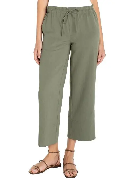 LIVERPOOL Tie Waist Ankle Wide Leg Pants - Martini Olive