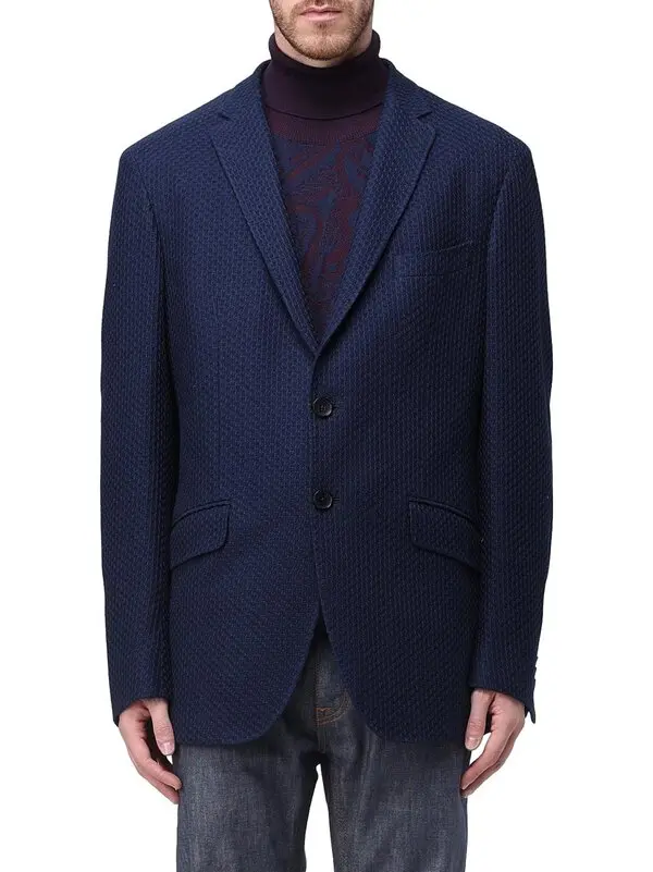 Etro Single-breasted Cotton Blazer - Blue