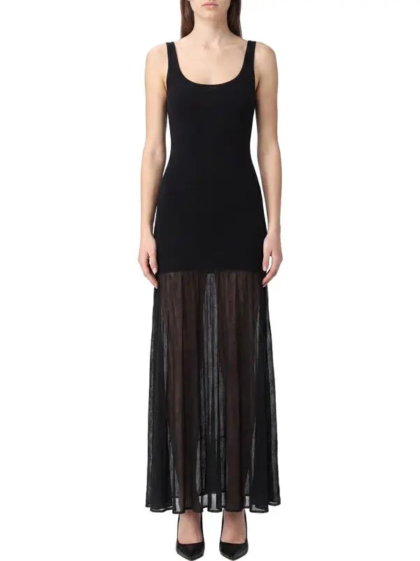 TOTEME Long Knit Dress With Square Neckline And Off-the-shoulder Design - Black