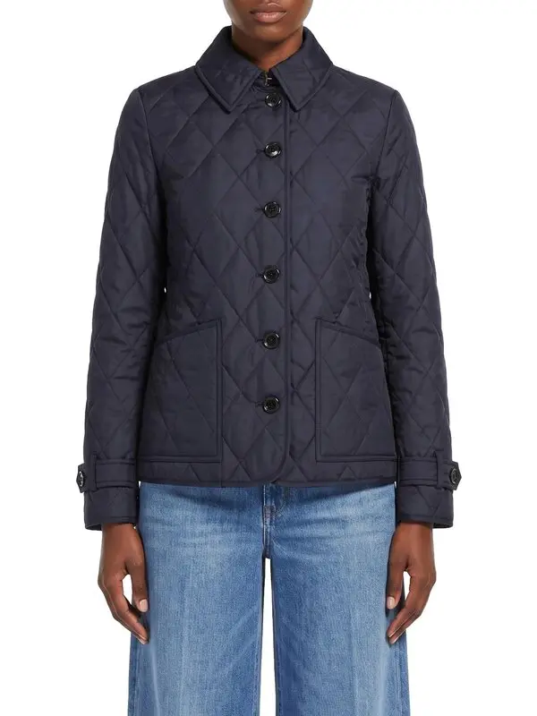 Burberry Quilted Polyester Jacket With Button Closure - Blue
