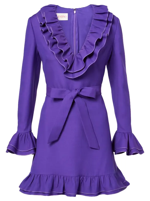 Valentino Garavani Crepe Couture Ruffled Wrap Dress - Purple