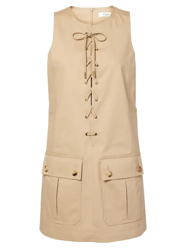 Chloé Cotton Satin Minidress - Beige