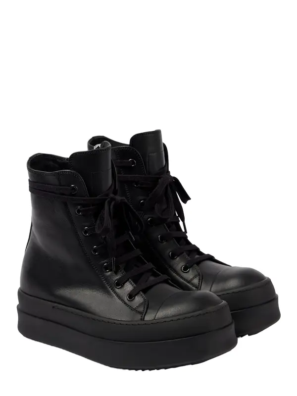 Rick Owens Mega Bumper Leather Sneakers - Black