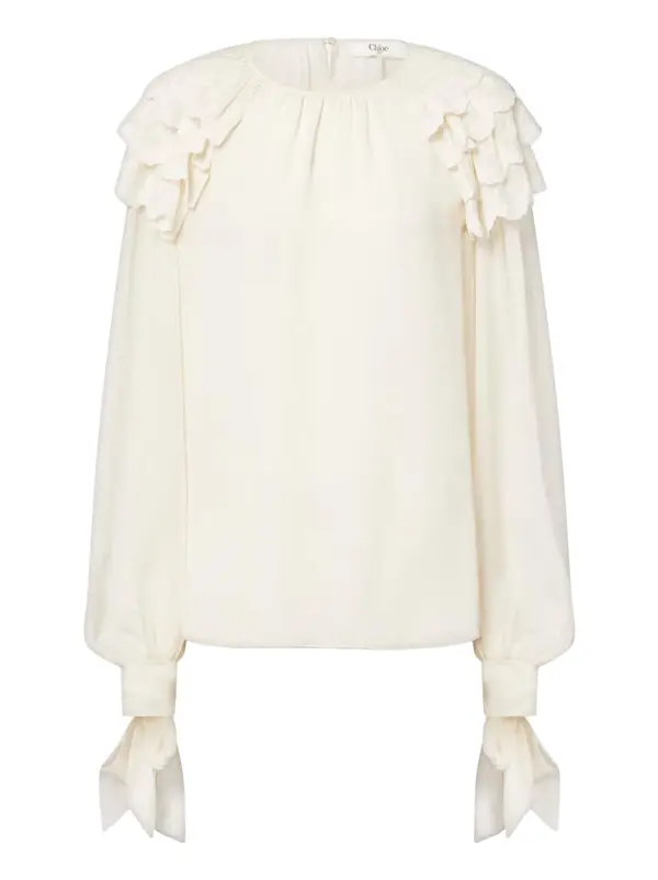 Chloé Ruffled Silk Blouse - White