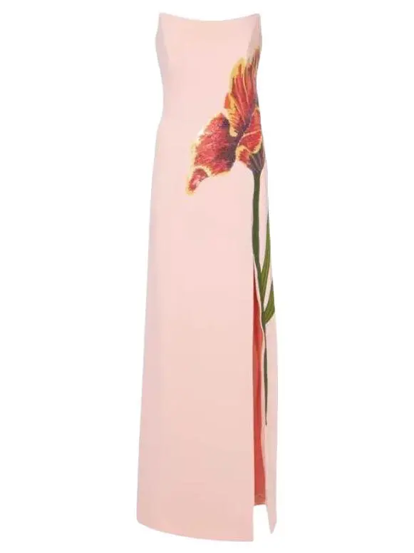 Costarellos Margita Floral Crêpe Corset Gown - Pink