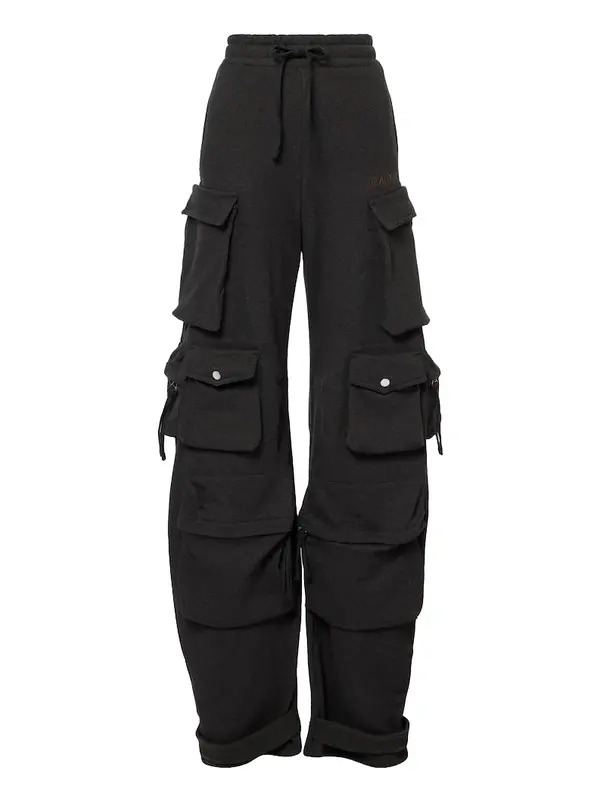 Attico Cotton Fleece Cargo Pants - Black