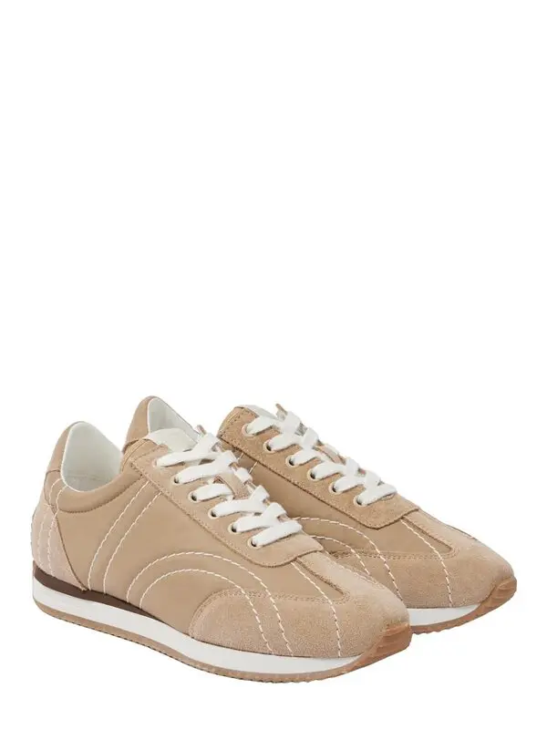 TOTEME Sport Suede-trimmed Sneakers - Beige