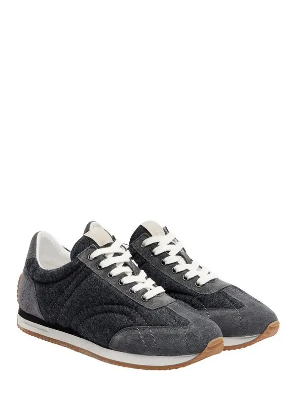 TOTEME Sport Suede-trimmed Sneakers - Grey