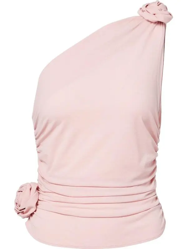 Magda Butrym Floral-appliqué One-shoulder Top - Pink