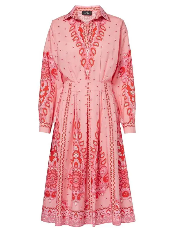 Etro Printed Cotton-blend Midi Shirt Dress - Multicoloured